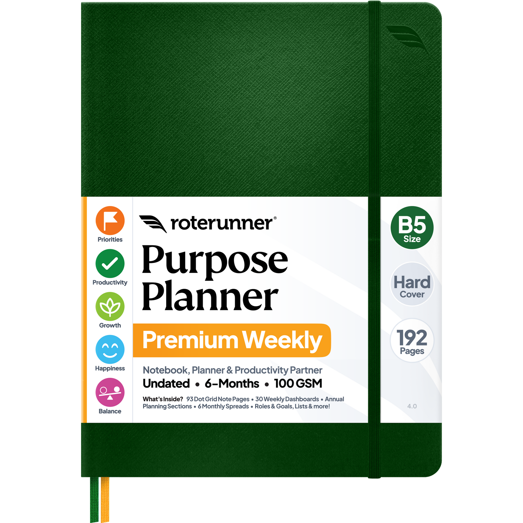 Purpose Planner B5 6 Month - Undated Weekly Planner & Notebook | Roterunner