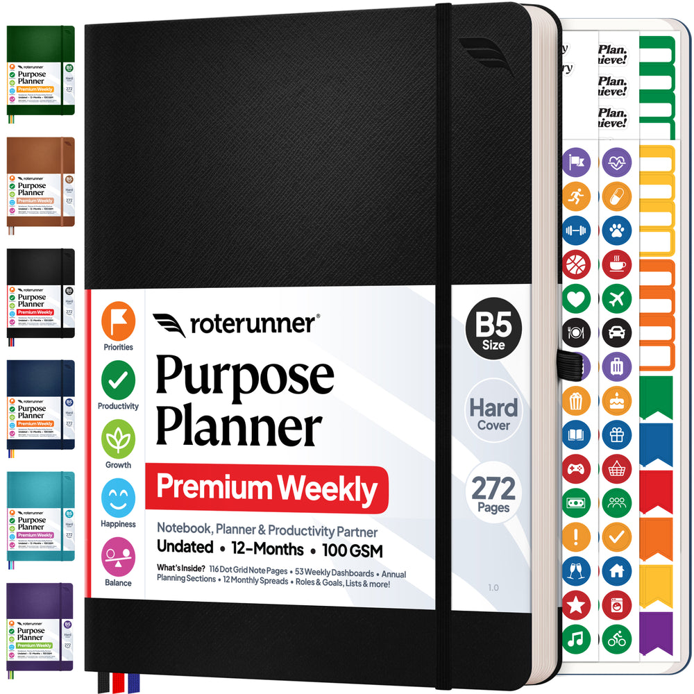 Purpose Planner B5 12 Month - Undated Weekly Planner & Notebook ...