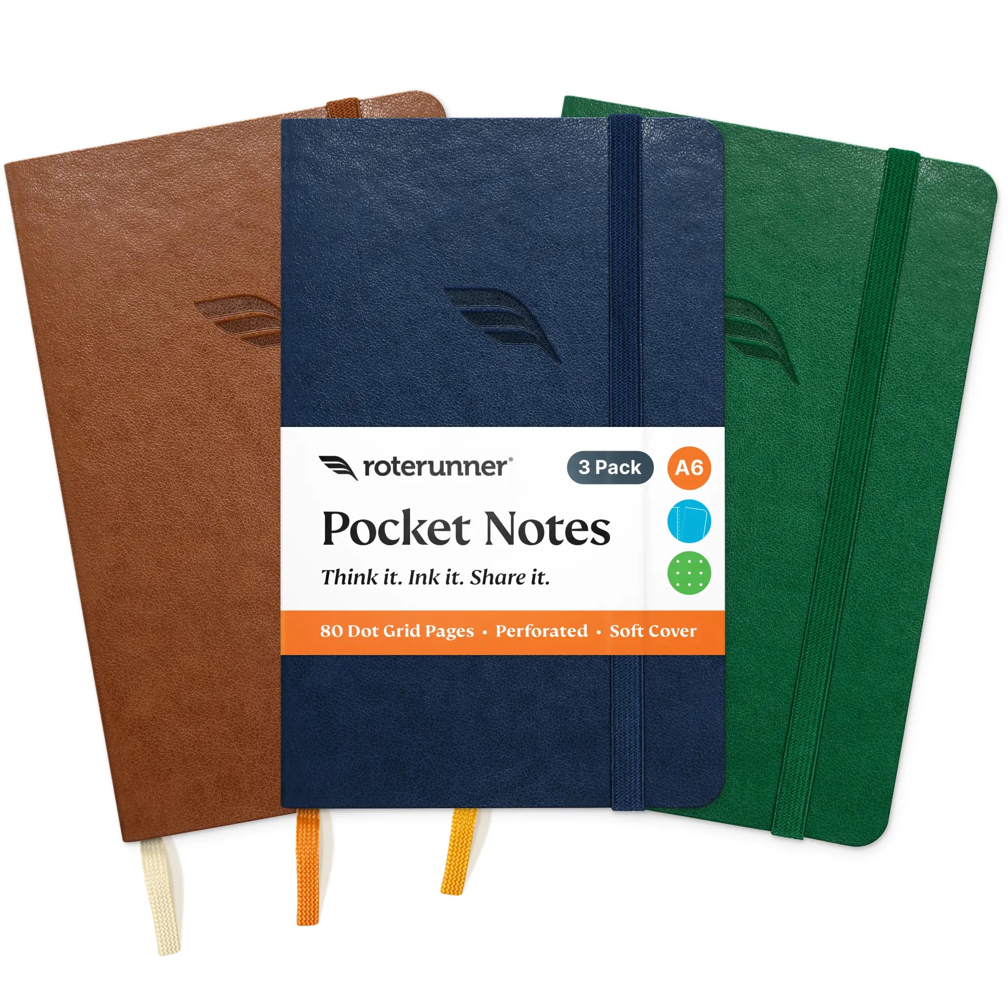A6 Pocket Notebooks (3 Pack) – Dotted Mini Notebooks 3.5x5.5" | Roterunner