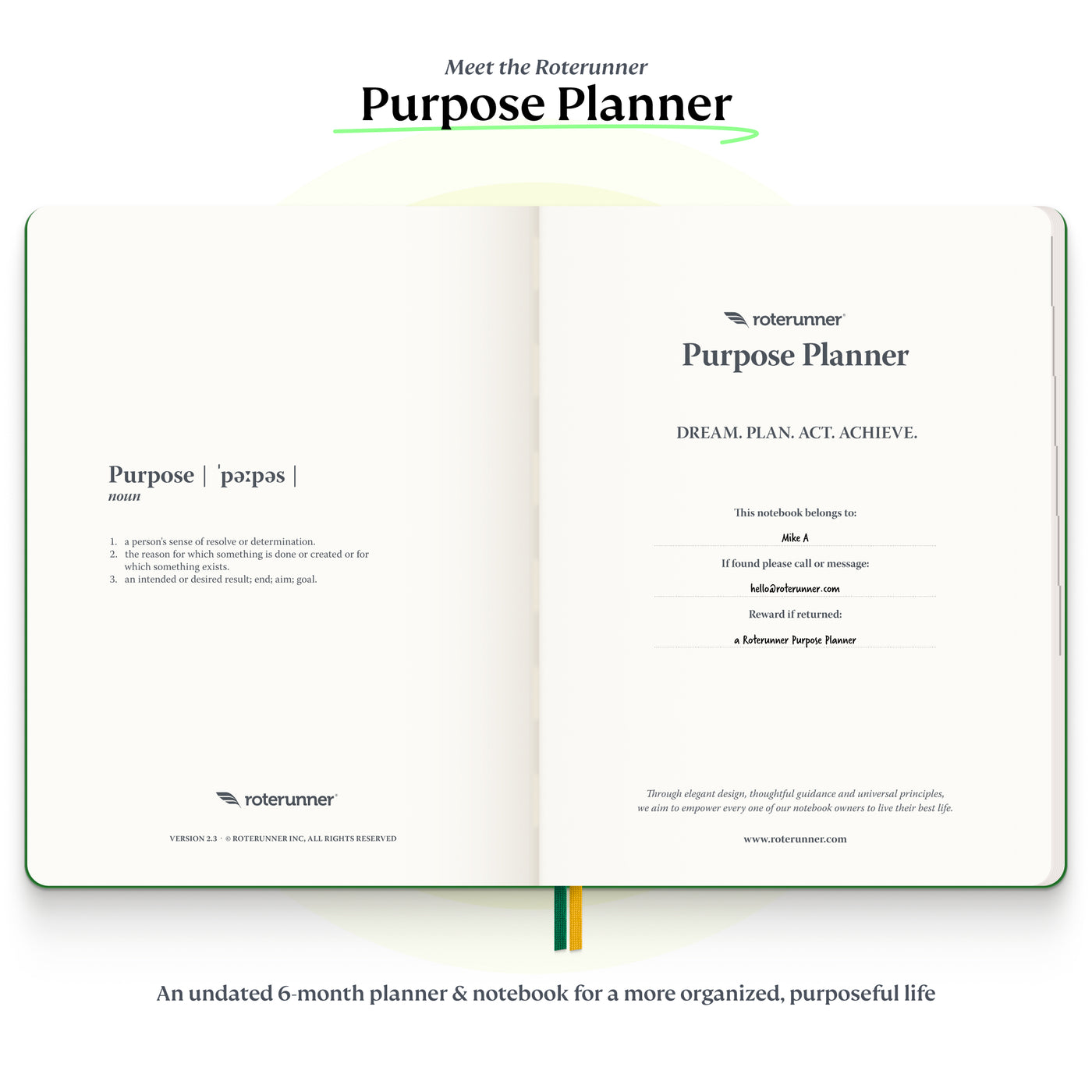 Purpose Planner B5 – Undated Weekly Planner & Notebook | Roterunner